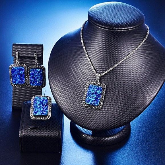 Jewelry | Druzy Stone Necklace Earrings And Ring Set | Poshmark
